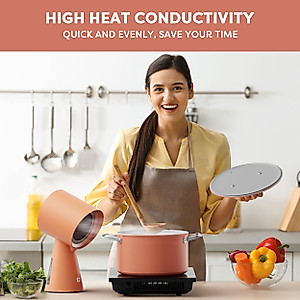 CIARRA Nonstick Dutch Oven with Lid, 6.2 QT Ceramic Dutch Oven with Dual Handles, Non Toxic, PTFE & PFOA Free, Oven Safe & Compatible with All Stovetops, Orange