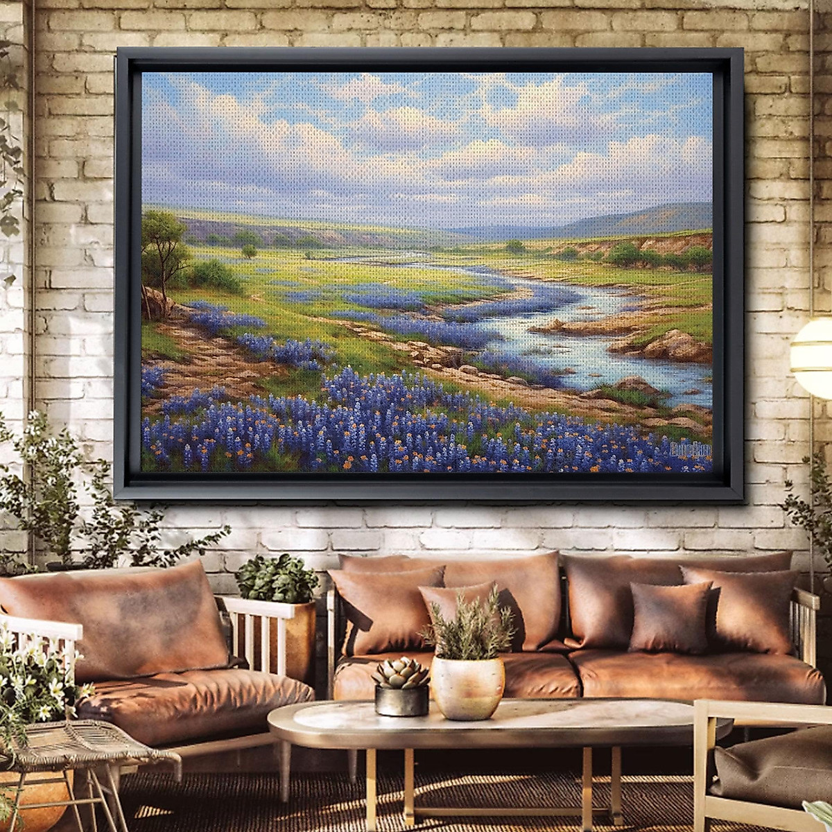 Enchanting Texas, Native Texas Hill Country Bluebonnet Landscape - Fine Art Print Mounted in a White Mat Board