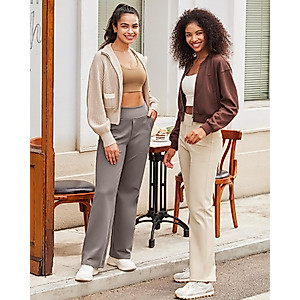 G4Free Wide Leg Pants Woman Yoga Pants with Pockets Loose Casual Palazzo Fashion Sweatpants Stretch Dress Work Clothes(Black,XL,31")