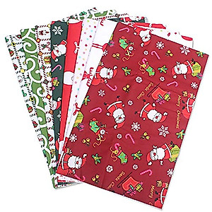 MoonyLI 8Pcs Christmas Cotton Fabric Bundle Quilting Patchwork Precut Santa Claus Printed Fabric Scraps Xmas Sewing Crafting DIY Supplies