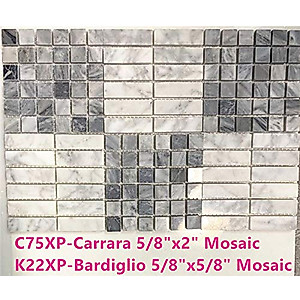 Stone Center Online Bardiglio Gray Marble 5/8x5/8 Square Mosaic Tile Polished Kitchen Bath Wall Floor Backsplash Shower (1 Sheet)