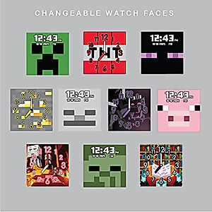 Accutime Minecraft Kids Green Educational Learning Touchscreen Smart Watch Toy for Girls, Boys, Toddlers - Selfie Cam, Learning Games, Alarm, Calculator, Pedometer & More (Model: MIN4085AZ)