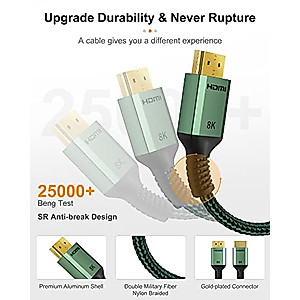 BATBI 8K HDMI 2.1 Cable 6.6F/2M 48gbps 8k@60Hz、4K@120Hz Ultra High Speed HDMI eARC Cable for HDCP2.2/2.3 HDR10 3D,Compatible with Dolby Vision Apple TV/PS5/PS4/Roku TV/HDTV/Blu-ray/LG/Samsung QLED
