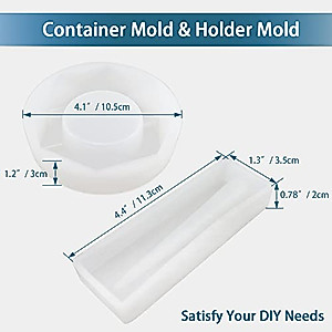 5 PCS Resin Molds Silicone Molds for Epoxy Resin with Large Rolling Tray Mold and Grinder Mold for Grind and Storage DIY Resin Casting