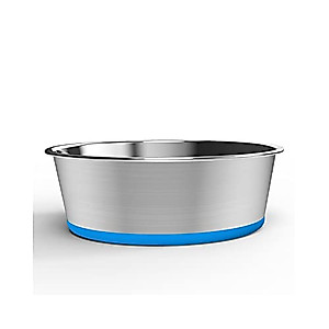FUUIE Bowls for Food and Water Personalized Pet Names Pet Feeding Dog Bowl Stainless Stee Skidproof for Dog Cats Drinking Water Food Feeder Pet Supplies (Color : Blue, Size : L-40kg Pets)