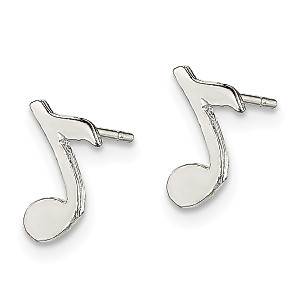 925 Sterling Silver Music Note Small Earrings