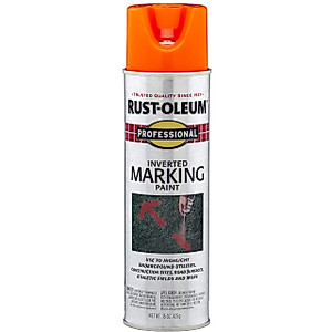 Rust-Oleum 2554 Professional Inverted Marking Spray Paint, Fluorescent Orange, 15-Ounce