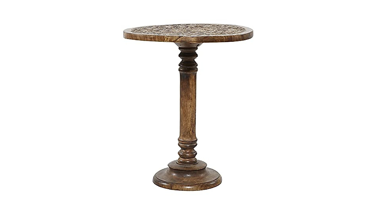 Deco 79 Mango Wood Floral Accent Table | Handmade Traditional Design