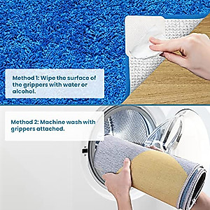Rug Pad Grippers (New Tech 2022), 4PCS Resusable Washable Rug Tape on Hardwood Floors & Tiles, Dual Sided Adhesive Non Slip Rug Pads, Extra Strong Grippers for Area Rugs to Keep Flat and in Place