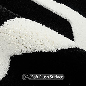 Trippy Smile Face Rug, Funky Retro Smile Face Rug Cute Abstract Bath Mat Soft Plush Water Absorbent Bathroom Shower Mat Non-Slip Bathtub Floor Carpet Funny Home Aesthetic Decor Rug (Black,3.3FT)