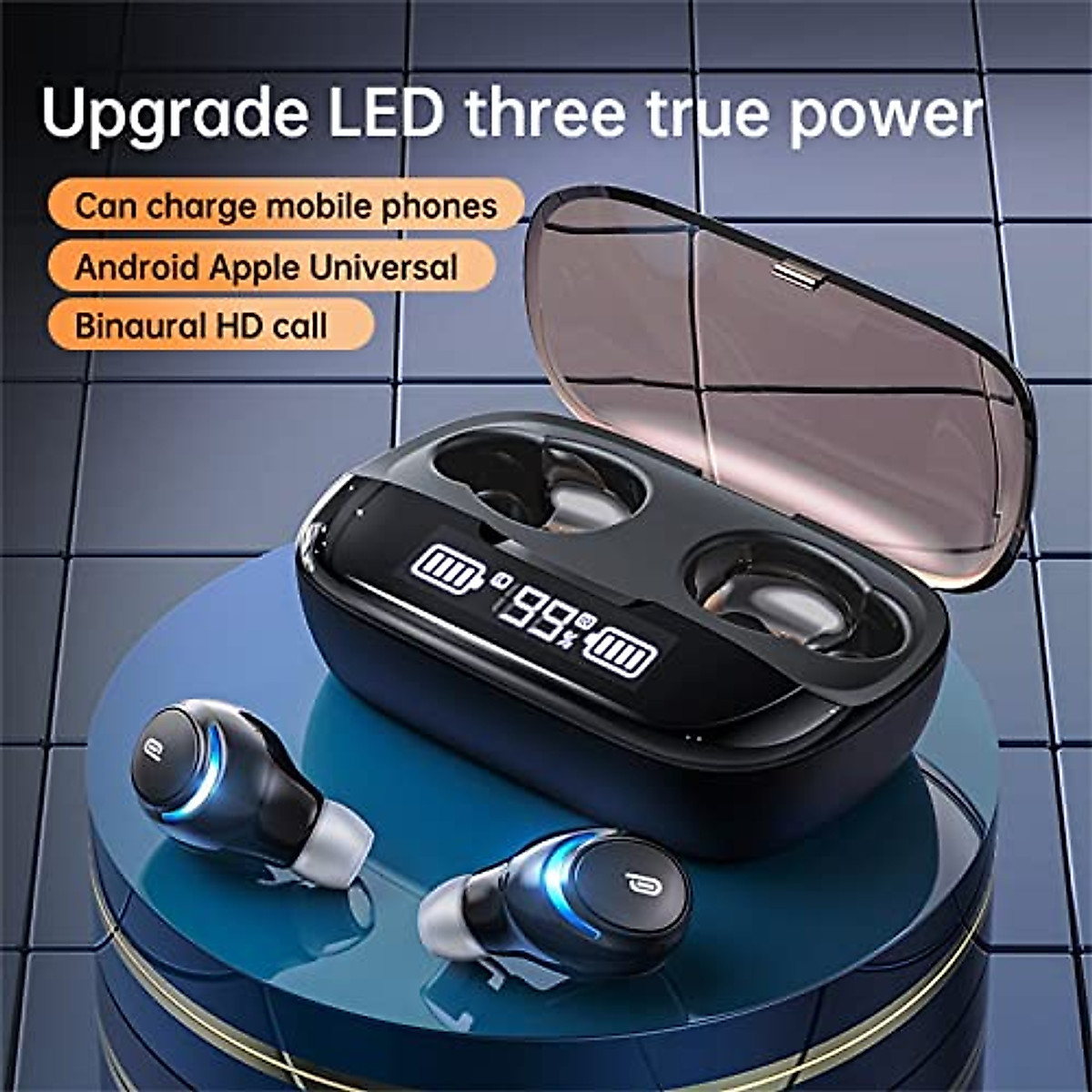 Qiopertar M-U8 Bluetooth 5.0 Headset Wireless Earphones Mini Earbuds Stereo Waterproof Headphones with Microphone in-Ear Deep Bass Sound Earbuds Earphones for Android iOS Sport