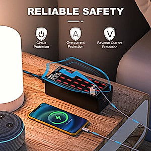 RUANSZZ USB Charging Station Multiport 100W 24-Port USB Desktop Charging Station USB Charger 24-Ports Element Hub Compatible with iPhone iPad Android All Other USB Enabled Devices