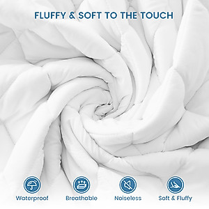 Cozymaker Queen Size Mattress Pad, 100% Waterproof Noiseless Mattress Protector Fitted 8"-21" Deep Pocket, Non Slip Breathable and Soft Quilted Fitted Mattress Topper