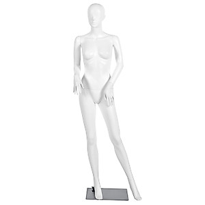 Giantex Female Mannequin Dress Form Display Manikin Torso Stand Realistic Metal Stand Plastic Detachable Clothing Full Body Mannequin W/Base White 5.8 FT, White