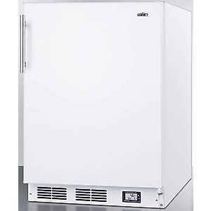 Summit Appliance BKRF661 Counter Height 24" Wide Break Room Refrigerator-Freezer in White with NIST Calibrated Thermometer, Cycle Defrost Adjustable Thermostat and High/Low Temperature Alarm