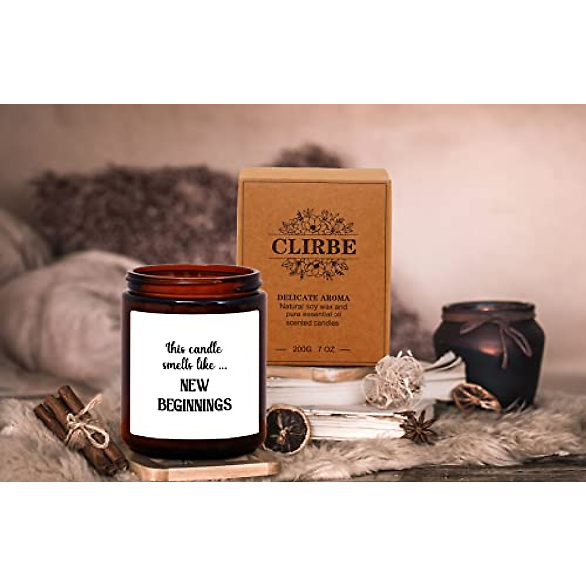 Scented Candle, "New Beginnings"Candles Gifts for Women, Men, Friends, New House, New Job, Retirement，Soy Candles for Home Scented, Home Decorations, Aromatherapy Candles, Amber Jar Candles-029GY