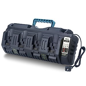 Biswaye DCB104 20V Battery 4-Port Rapid Charger Compatible with De-Walt 12V-20V MAX Lithium Battery DCB204 DCB206 DCB207 DCB606 DCB127 Charger DCB102 DCB118 DCB107 DCB115