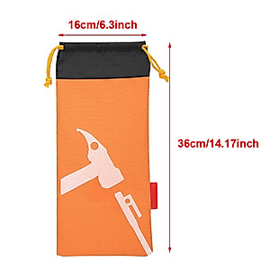 Alomejor Tent Peg Bag Camping Portable Tent Stakes Bag Hammer Nail Pouch for Hiking Camping Tent Hammers and Other Accessoris (Orange)