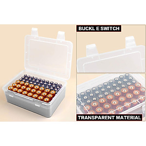Battery Organizer Storage Box, Garage Case Holder for 24* AA, 30* AAA Batteries (Bag Not Include Batteries Pack)-White