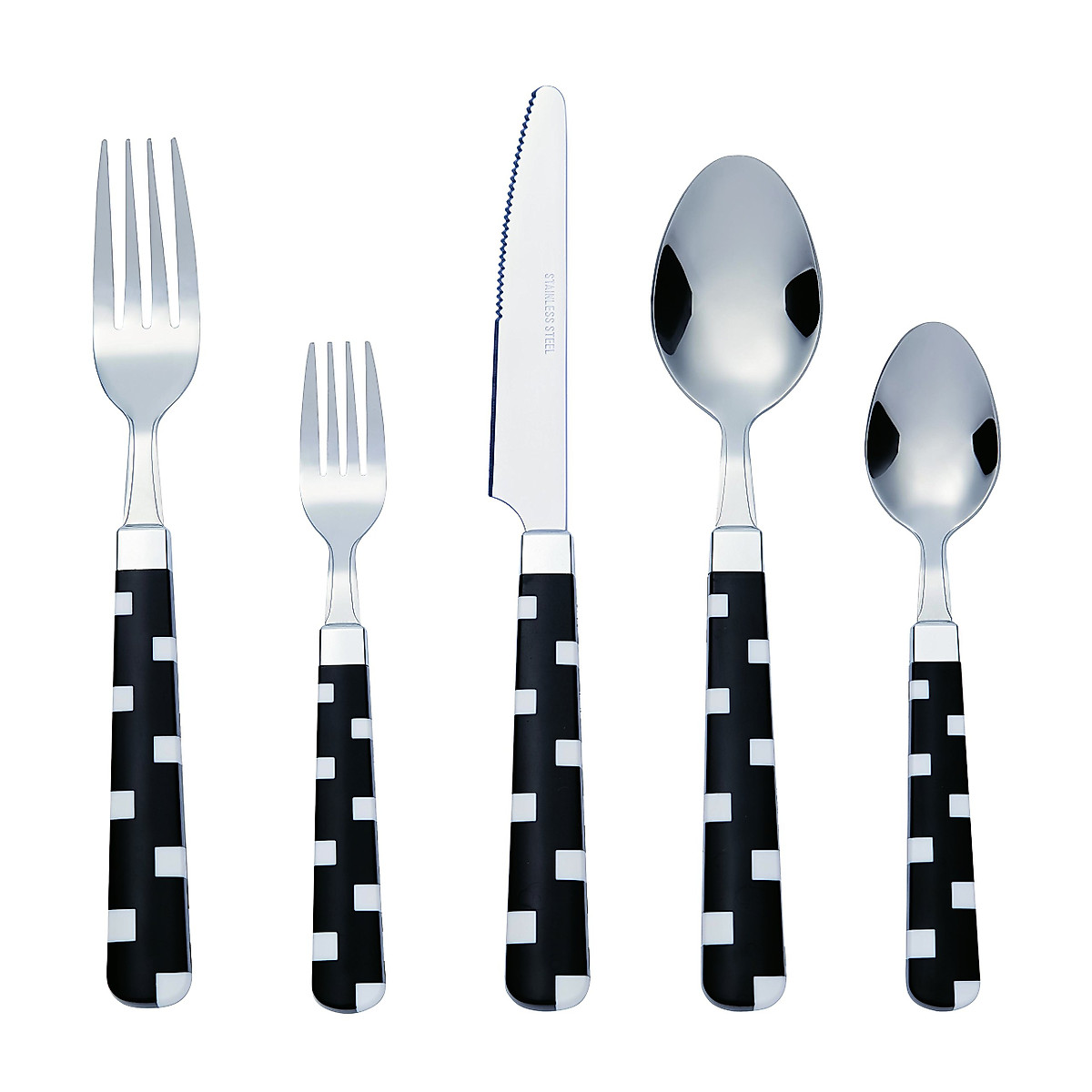 Bon Fusion 20-Piece Stainless Steel Flatware Silverware Cutlery Set - Black, Include Knife/Fork/Spoon, Mirror Polished, Dishwasher Safe, Service for 4