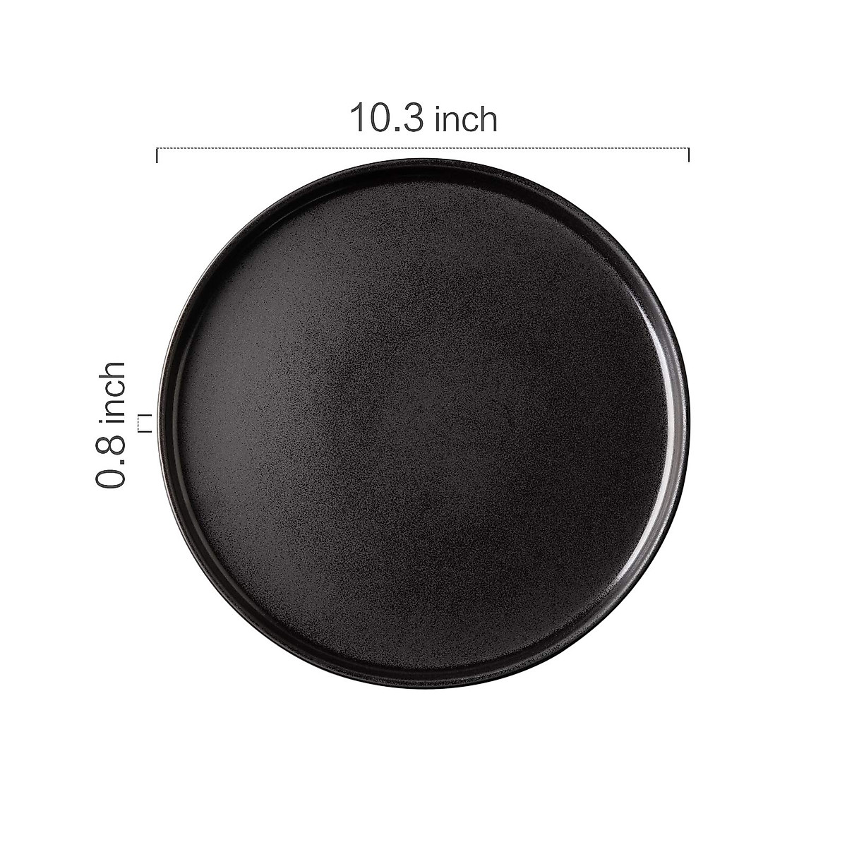 AmorArc Stoneware Dinner Plates Set of 4, 10.25 Inch Reactive Matte Glaze Ceramic Plates Set, Modern Dinnerware Dish set for Kitchen, Microwave, Dishwasher Safe, Scratch Resistant - Matte Black