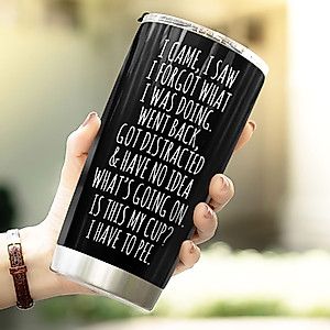 20oz Tumbler With Lid I Came I Saw I Forgot Coffee Mug – Funny Birthday Gifts for Old People Senior Citizens Elderly Grandpa Dad Senior Friends Old Guy Insulated Stainless Steel Tumblers Travel Mug