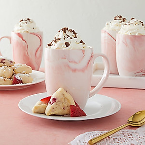 Juvale Set of 4 Pink Marble Ceramic Mugs for Coffee, Hot Cocoa, Tea (16oz)