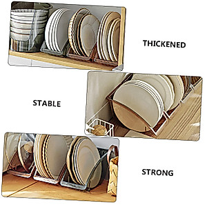 TIDTALEO 2Pcs Plate and Lid Holder cabinet dish organizer clear stand desktop organizer shelf Pot Lid Holders kitchen countertop organizer utensil drying holder Pot Cover Rack Pot Lid Rack