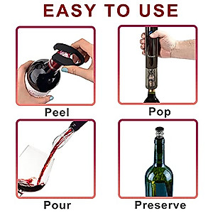 BIYADI Electric Wine Opener Set - Rechargeable Wine Bottle Opener - Automatic Electric Corkscrew Opener for Wine with Foil Cutter, Wine Pourer, Vacuum Stopper, and USB charger - Wine Lover Gift Set