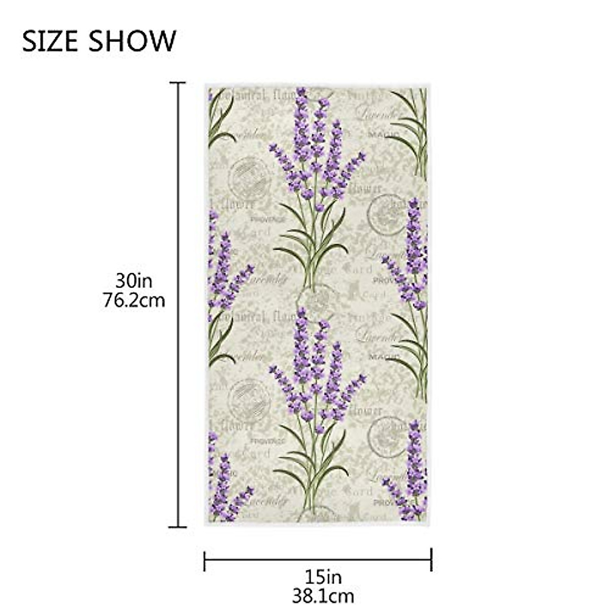 Retro Lavender Stamp Purple Hand Towels 16x30 in Spring Summer Flowers Bathroom Towel Ultra Soft Highly Absorbent Grungy Floral Small Bath Towel Kitchen Dish Guest Towel Home Bathroom Decorations