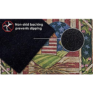 Toland Home Garden 800049 American Folk Heart Summer Door Mat 18x30 Inch Welcome Outdoor Doormat for Entryway Indoor Entrance