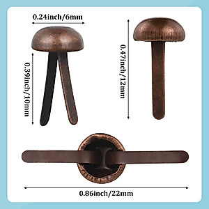 500 Pieces Paper Brass Fasteners Brass Brads Round Fasteners for Kids Craft Art Crafting School Project Decorative Scrapbooking DIY Supplies(Red Bronze,0.24 x 0.47 Inch)