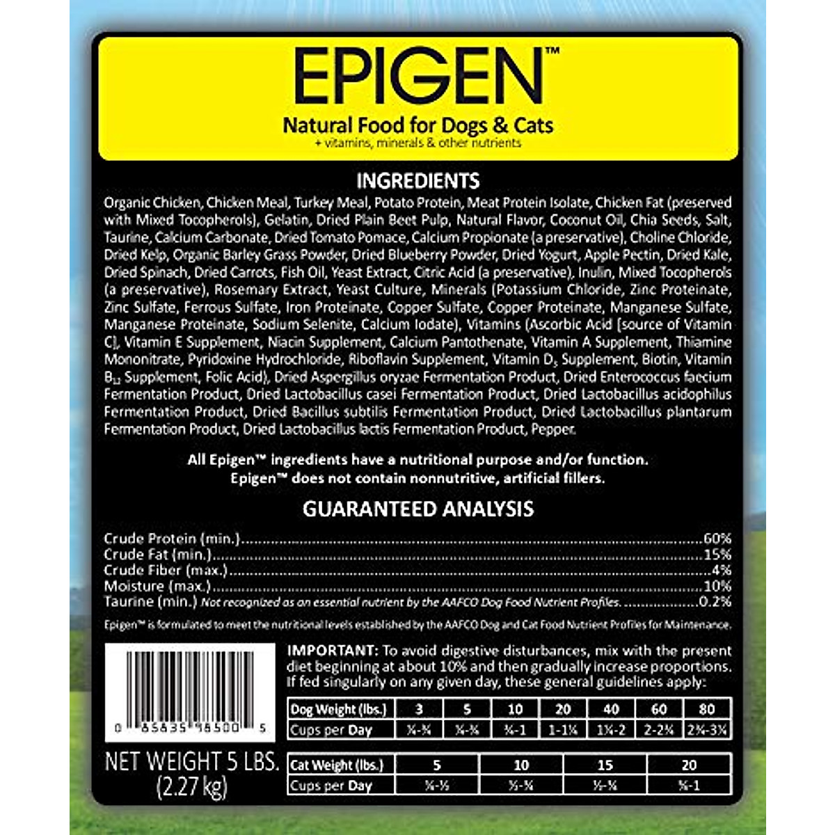 Wysong Epigen Canine/Feline Dry Diet - Dog/Cat Food- 5 Pound Bag (WDCFE5)