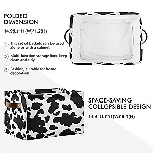 Storage Basket Bins Animal Cow Print Large Storage Boxes Cubes Collapsible Organizer with Handles, Foldable Toys Laundry Hamper for Closet Shelf Nursery, 1 PCS