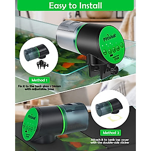 Petbank Automatic Fish Feeder for Aquarium - Auto Fish Food Dispenser Rechargeable for Small Large Tank with USB Charger Cable，12/24/48H Interval Esay Set Up (Green, CY-019)