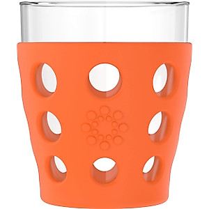 Lifefactory 10-Ounce BPA-Free Indoor/Outdoor Protective Silicone Sleeve Beverage Glass, 4 Count (Pack of 1), Orange, Grass Green, Cobalt, Huckleberry