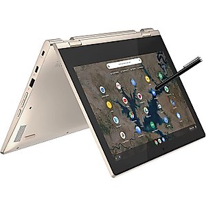 Lenovo Chromebook Flex 3 2-in-1 Convertible Laptop in Almond Intel Processor 64GB eMMC 4GB 11.6in IPS Touchscreen BT Webcam iSlik Pen (Flex 3 - Renewed)