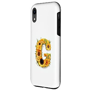 iPhone XR Letter G Initial Monogram Sunflower Minimalist Women Yellow Case