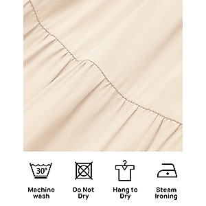 ZESICA Womens 2024 Summer Casual V Neck Flutter Sleeve Bohemian Ruffle Smocked A Line Swing Mini Dress,Beige,X-Large