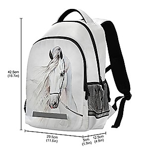 White Horse Backpack for Students Boys Girls School Bag Travel Daypack