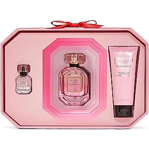 Victoria's Secret Bombshell Women Gift Set 3 Piece Perfume & Fragrance Body Lotion & Rollerball & Body Wash