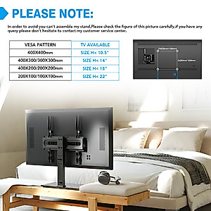 Universal TV Stand - Table Top TV Stand for 27-60 inch LCD LED TVs - 9 Level Height Adjustable TV Base Stand with Tempered Glass Base & Wire Management, VESA 400x400mm