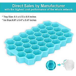Ice Cube Trays, TeaRoo 2 Pack Silicone Ice Cube Molds with Lids, Easy-Release and Flexible 74-Ice Trays BPA Free, for Whiskey Cocktail, Stackable and Safe Ice Cube Molds