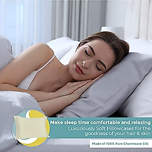 Spasilk Pure Silk Pillowcase, Charmeuse Silk Pillowcase, Hypoallergenic Pillowcase, King Sized, Ivory