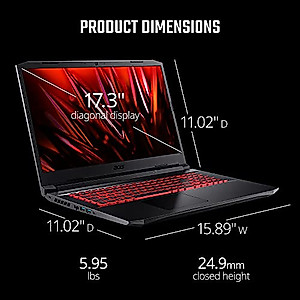 Acer Nitro 5 AN517-54-77KG Gaming Laptop | Intel Core i7-11800H | NVIDIA GeForce RTX 3050 Ti Laptop GPU | 17.3" FHD 144Hz IPS Display | 16GB DDR4 | 1TB NVMe SSD | Killer WiFi 6 | Backlit Keyboard