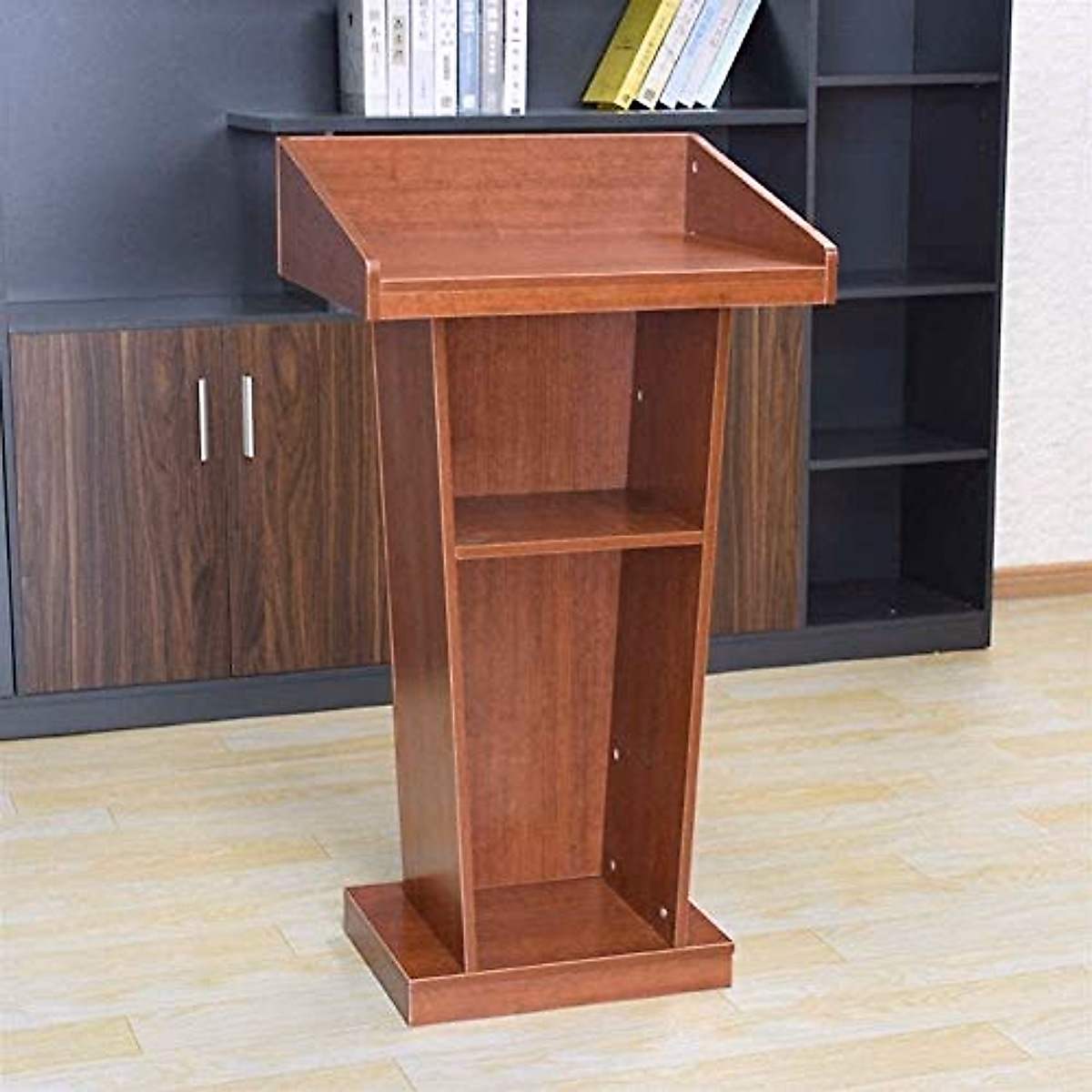 MObyat Lectern Podium Stand,Podium Lectern Podium Church Pulpit or Ceremony Classroom Lecture Speech Teach Platform Standing Brown Presentation Lectern