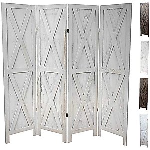Premium Home Room Divider: Room dividers and Folding Privacy Screens, Privacy Screen, Partition Wall dividers for Rooms, Room Separator, Temporary Wall, Folding Screen, Rustic Barnwood (White X)
