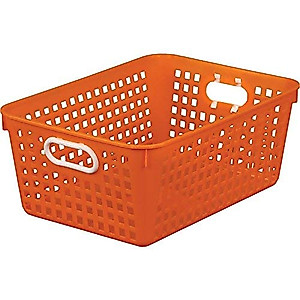 Really Good Stuff - 666014 Plastic Storage Baskets for Classroom or Home Use – Stackable Mesh Plastic Baskets with Grip Handles – Bright Neon Colors – 13" x 10" (Set of 6)