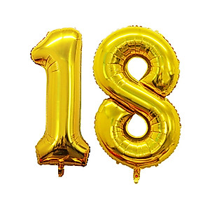 GOER 42 Inch Gold Number 18 81 Balloon,Jumbo Foil Helium Balloons for 18th 81st Birthday Party Decorations and Anniversary Event