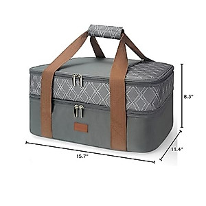 Vuudh Expandable Casserole Carrier Bag - Double Decker Food Bag, Insulated Casserole Carrier for Hot or Cold Food, Lasagna Holder Tote for Picnics,Beaches,Traveling or Gifts